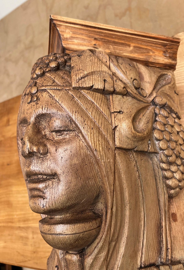 Rare Art Nouveau Era Corner Bracket / Shelf with Amphictyonis Mask ...