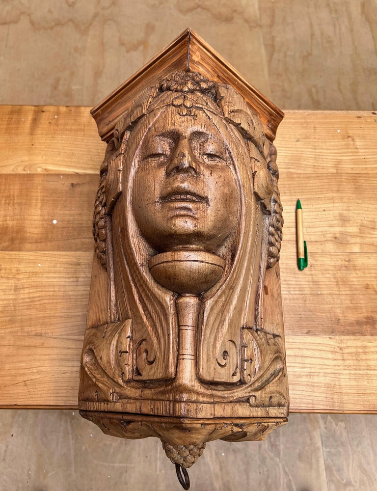 Rare Art Nouveau Era Corner Bracket / Shelf with Amphictyonis Mask ...