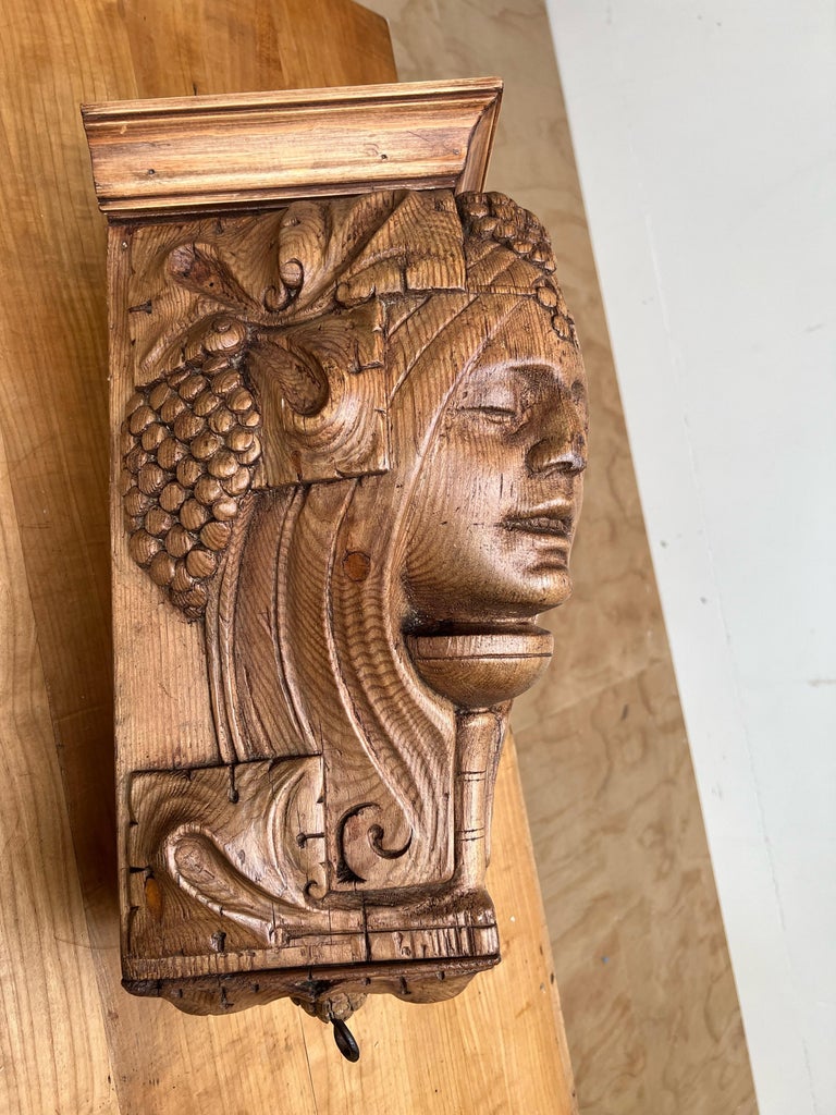 Rare Art Nouveau Era Corner Bracket / Shelf with Amphictyonis Mask ...