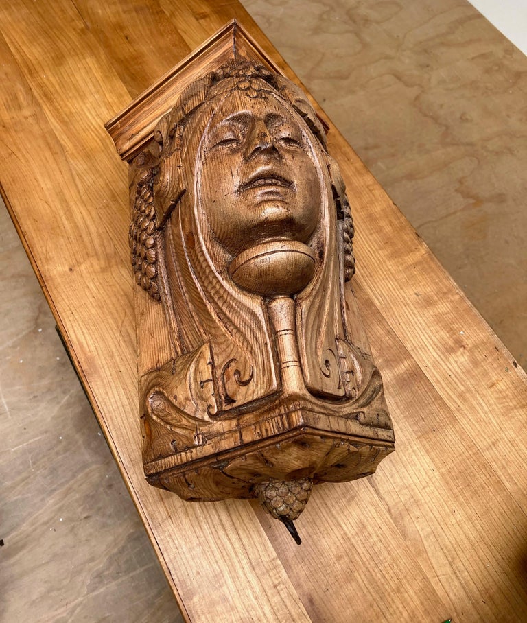 Rare Art Nouveau Era Corner Bracket / Shelf with Amphictyonis Mask ...