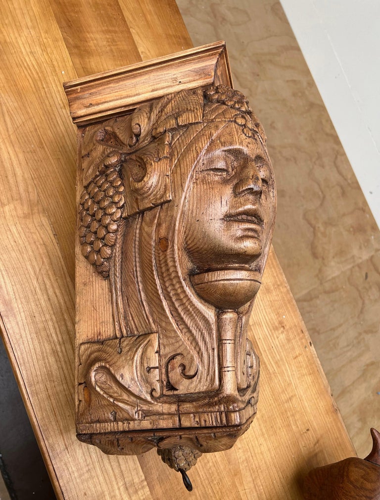 Rare Art Nouveau Era Corner Bracket / Shelf with Amphictyonis Mask ...