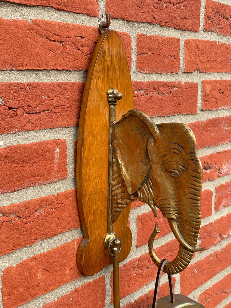 Rare Arts and Crafts House Gong for Wall Mounting with Bronze Elephant ...