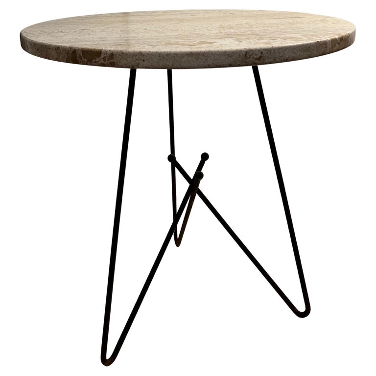 Rare Atomic Age Marble and Iron Cocktail End Table For Sale at 1stDibs
