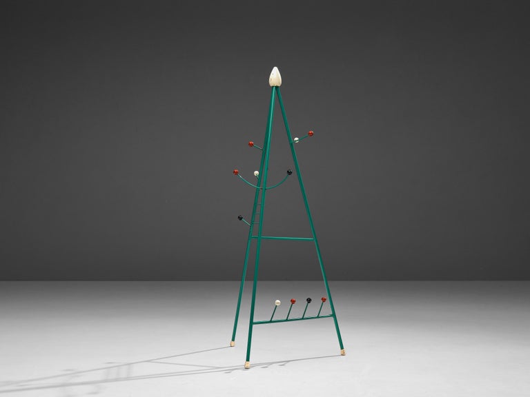 Rare Atomic Coat Rack in Green Metal at 1stDibs