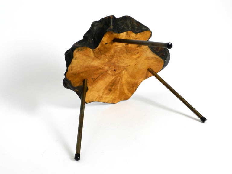 Rare, Beautiful Midcentury Three-Legged Coffee Table Made of Thick Tree ...