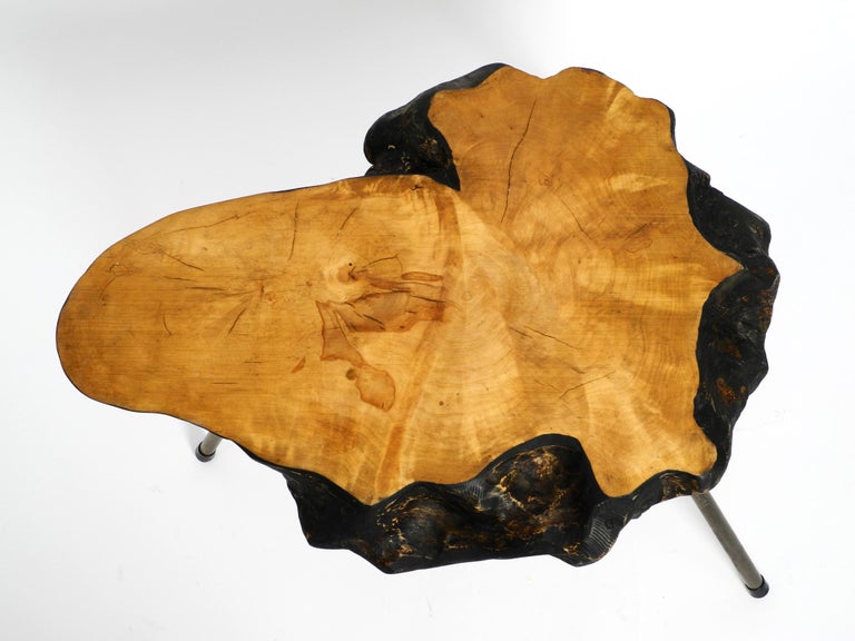 Rare, Beautiful Midcentury Three-Legged Coffee Table Made of Thick Tree ...