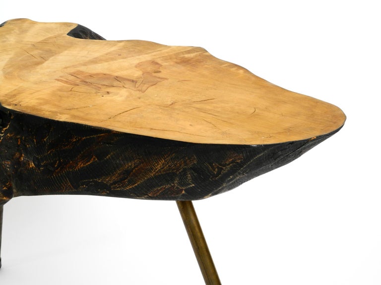 Rare, Beautiful Midcentury Three-Legged Coffee Table Made of Thick Tree ...