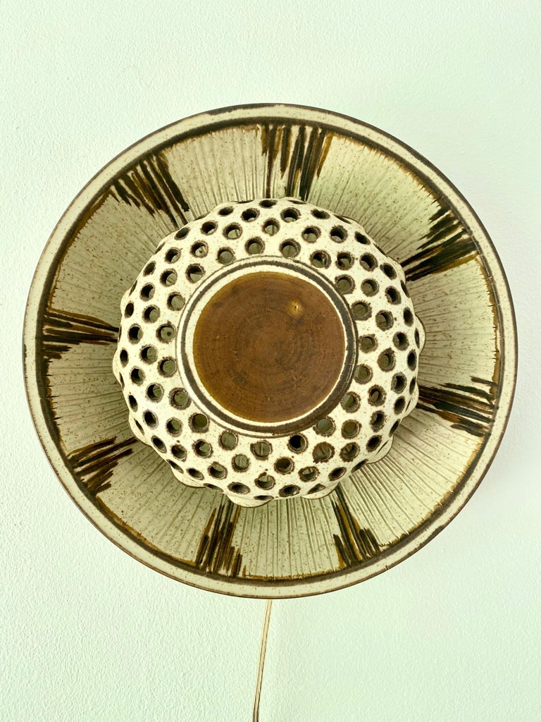 Rare Bente Jessen Ceramic Wall lamp for BJ Ceramics Denmark, ca 1970s ...