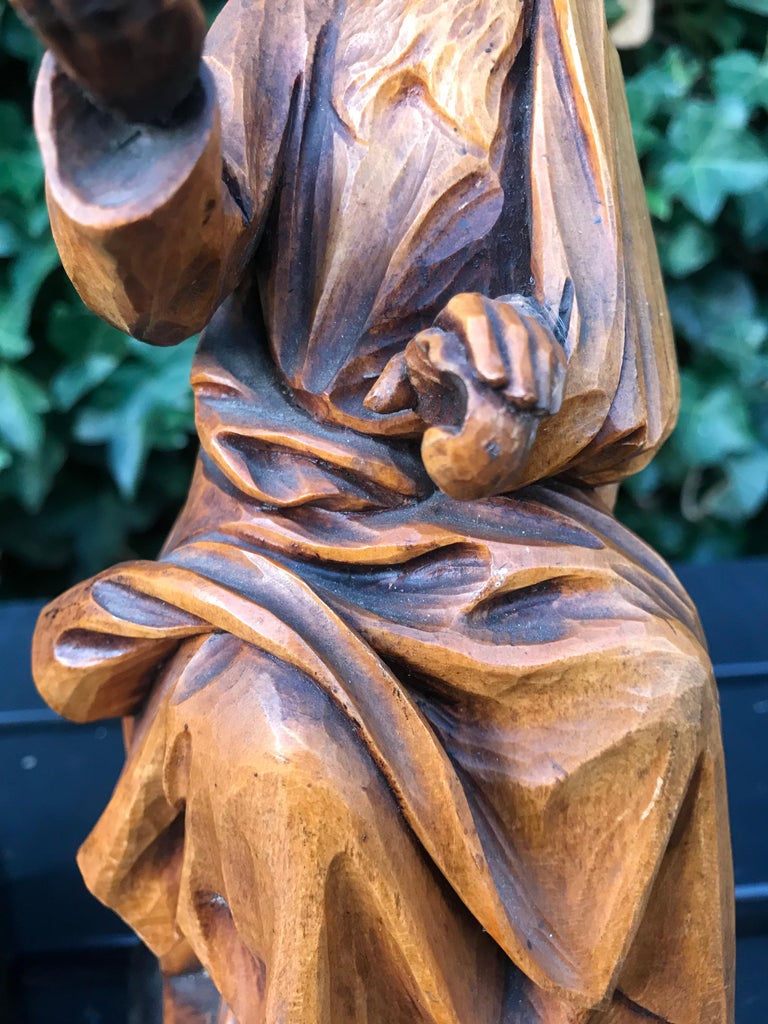 Rare Biblical Boxwood Bookends Moses by Michelangelo and Saint Benedict ...