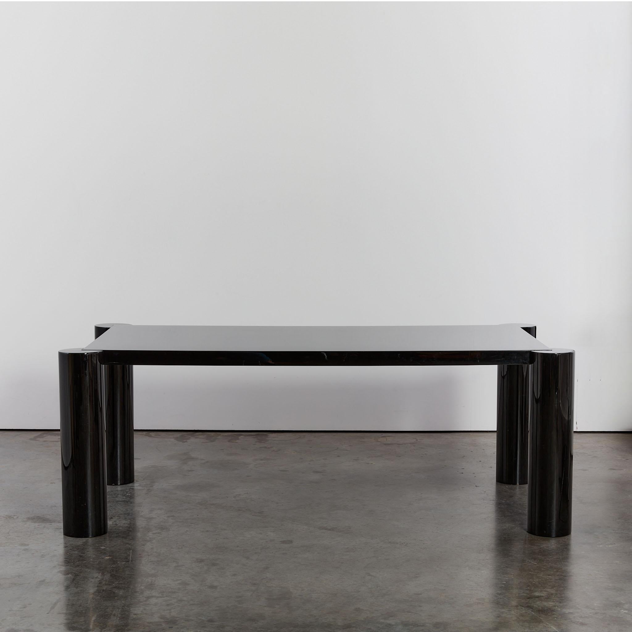 Rare black lacquer column leg dining table by Lella Vignelli for ...