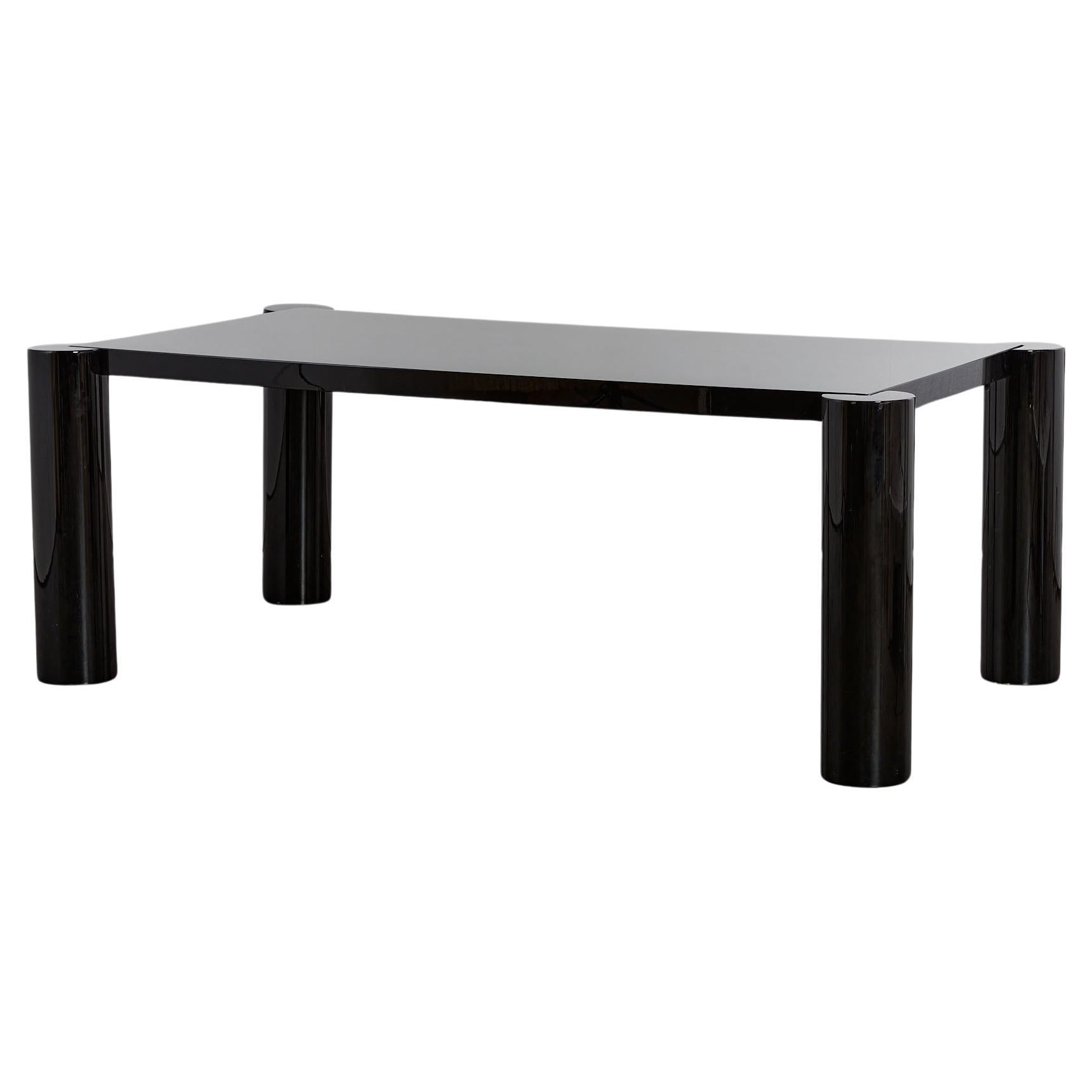 Rare black lacquer column leg dining table by Lella Vignelli for ...