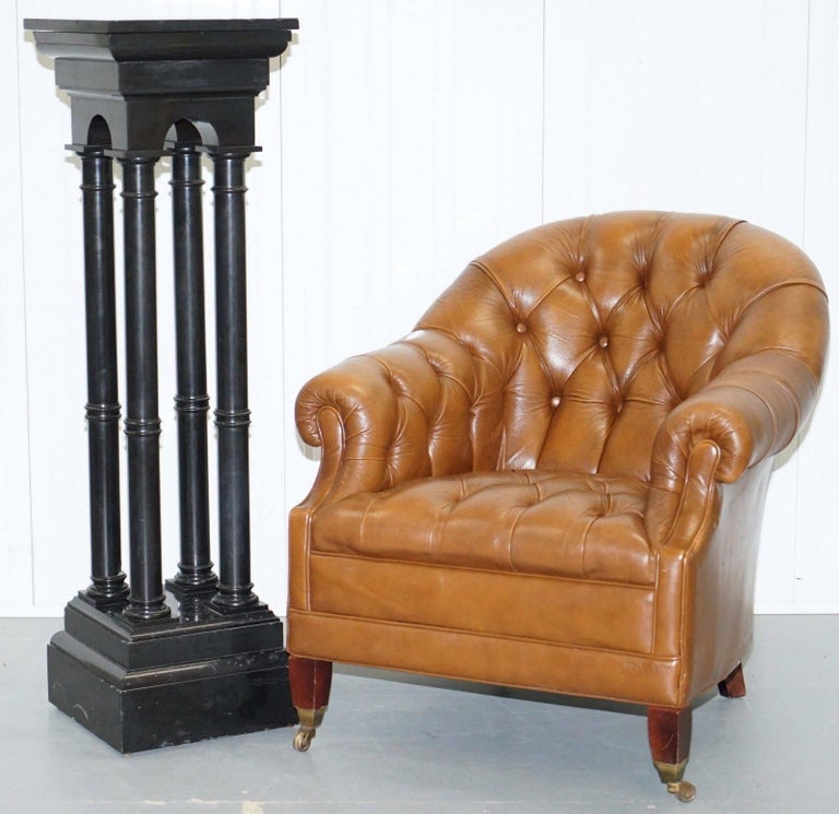 Rare Black Marble Four Pillar Column Stand with Rotating Top for Busts ...