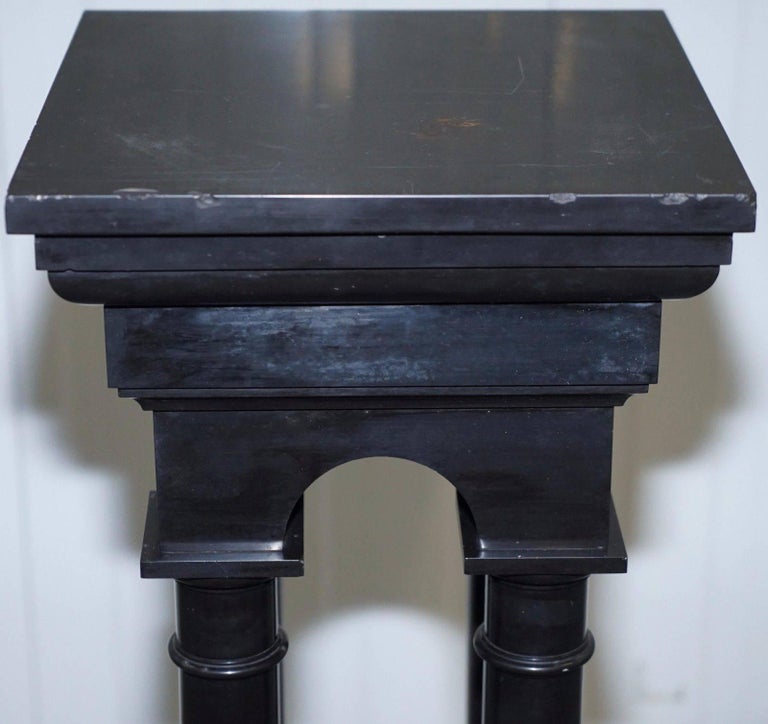 Rare Black Marble Four Pillar Column Stand with Rotating Top for Busts ...