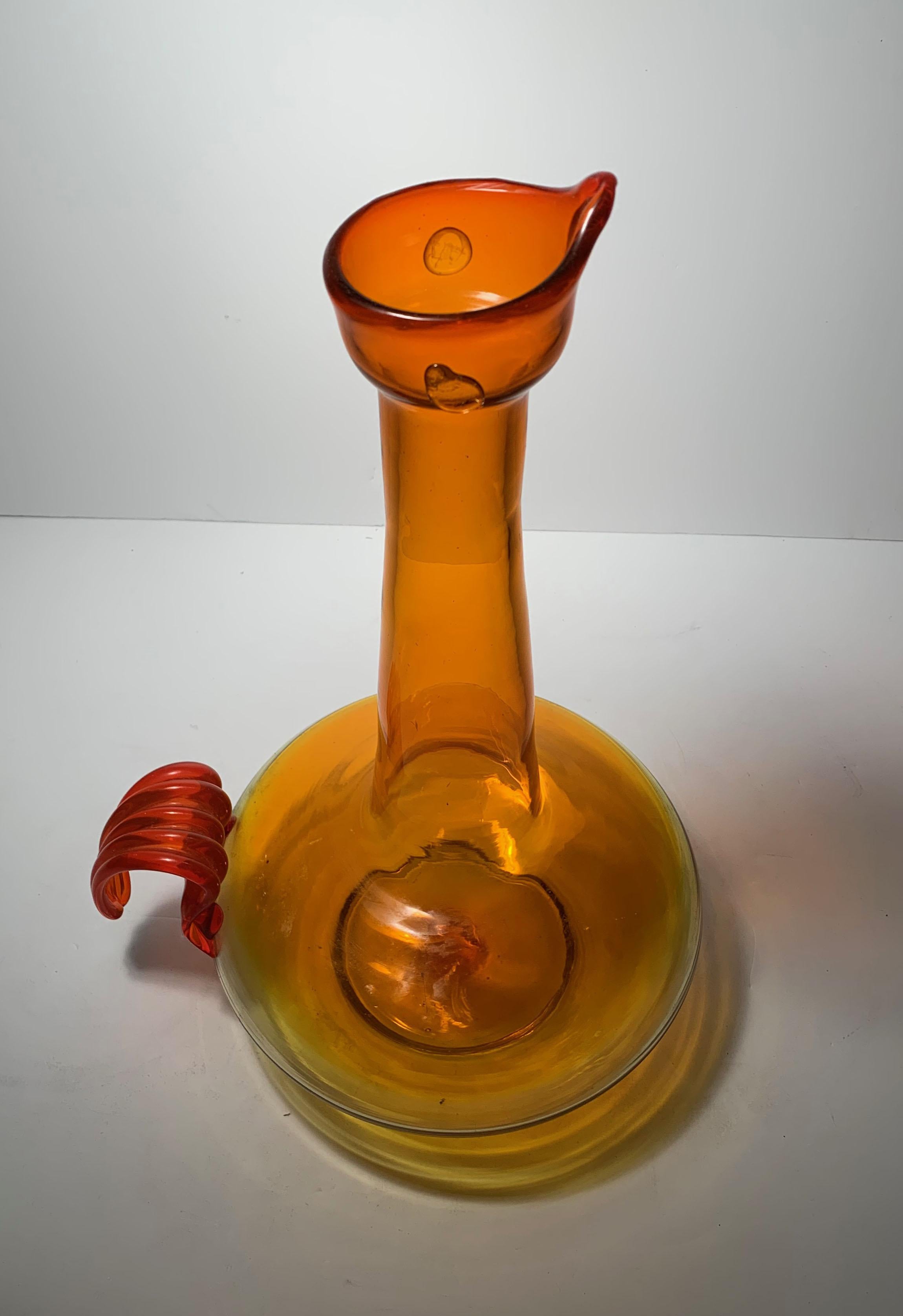 Rare Blenko 5410 Bird or Rooster Vase by Wayne Husted in Tangerine at ...