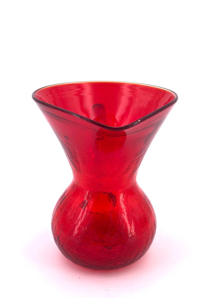 Rare Blenko Amberine Small Mouth Blown Crackle Glass Pitcher at 1stDibs ...