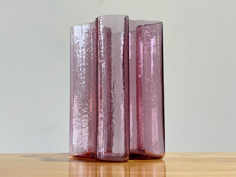 Rare Blenko Glass 6312l Rosé, Midcentury Handcrafted Pink Art Glass ...