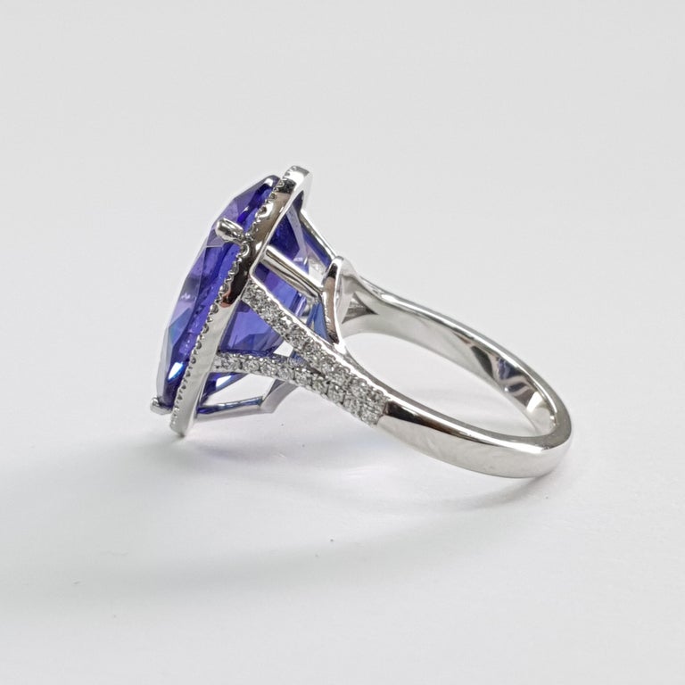 Marcel Salloum Rare Blue 10 Ct Pear Tanzanite Diamond Engagement Ring ...