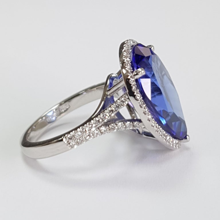 Marcel Salloum Rare Blue 10 Ct Pear Tanzanite Diamond Engagement Ring ...