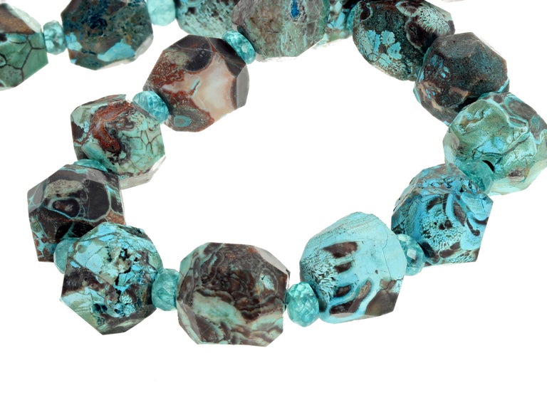 AJD Elegant Very Rare Blue Ocean Jasper and Apatite Necklace For Sale ...