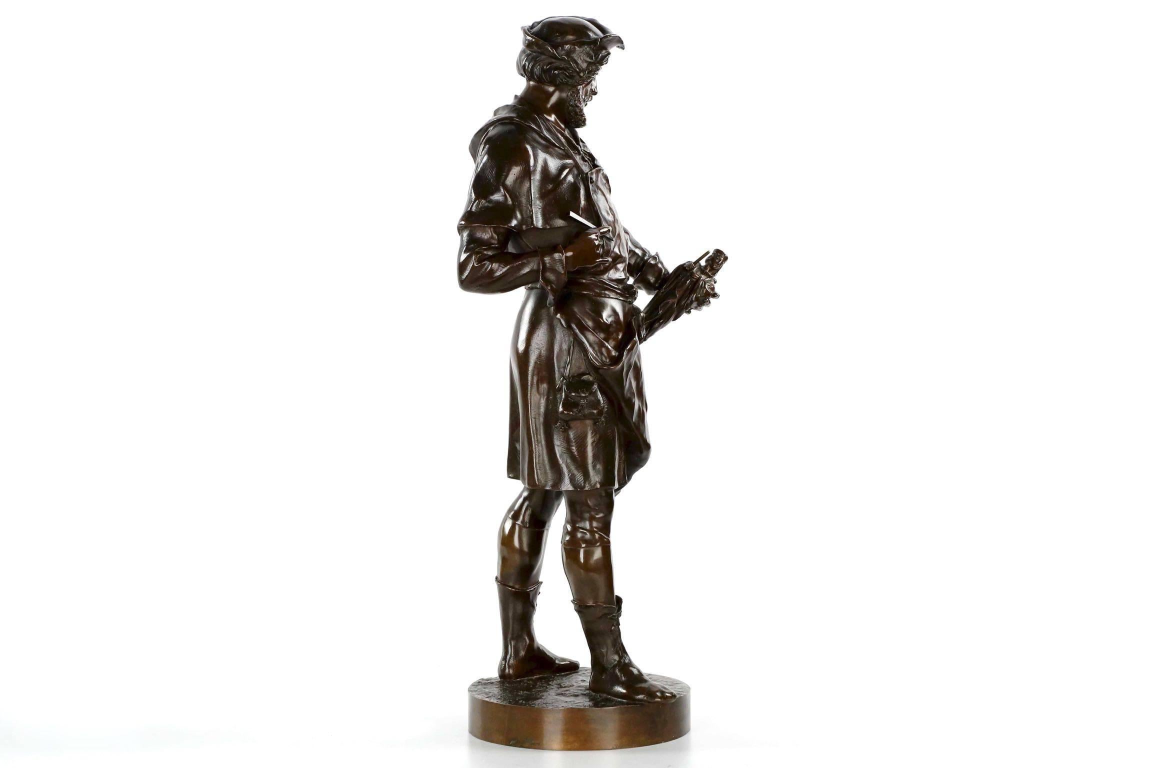 Rare Bronze Sculpture of "Imagier, 15th Siécle" after Model by Emile ...