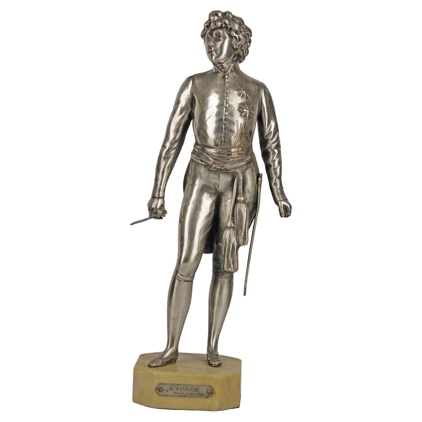 Rare Silvered Zamac Statue of Sarah Bernhardt as Napoleon II in L ...