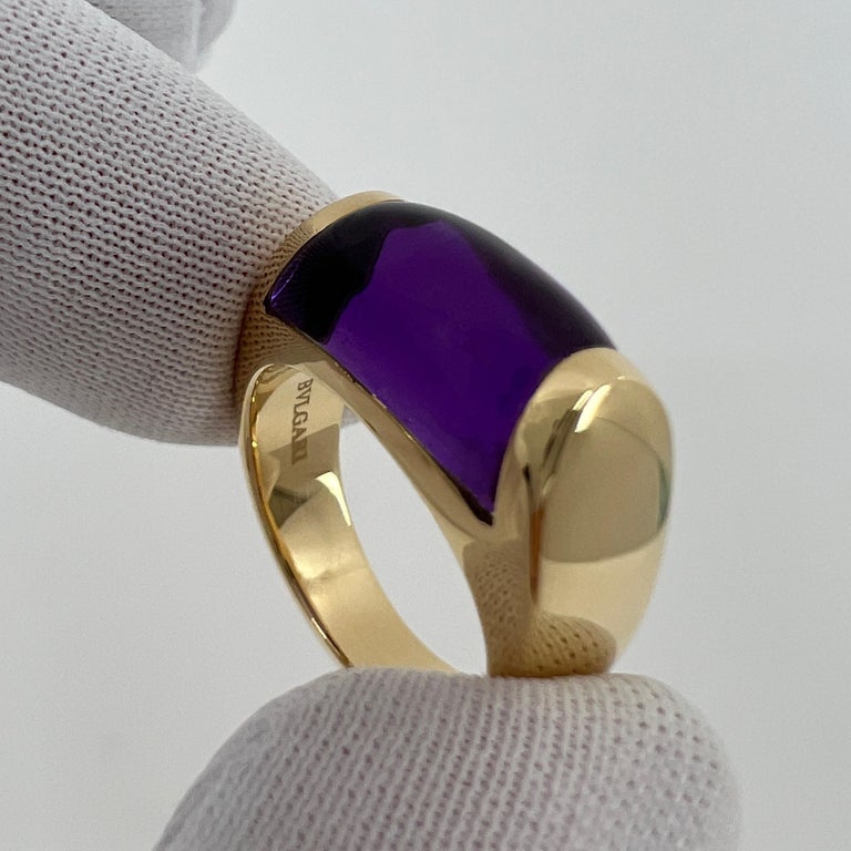 Rare Bvlgari Bulgari Tronchetto 18k Yellow Gold Purple Amethyst Ring ...