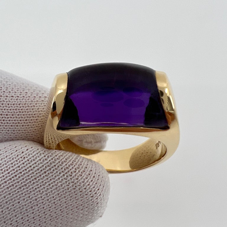 Rare Bvlgari Bulgari Tronchetto 18k Yellow Gold Purple Amethyst Ring ...