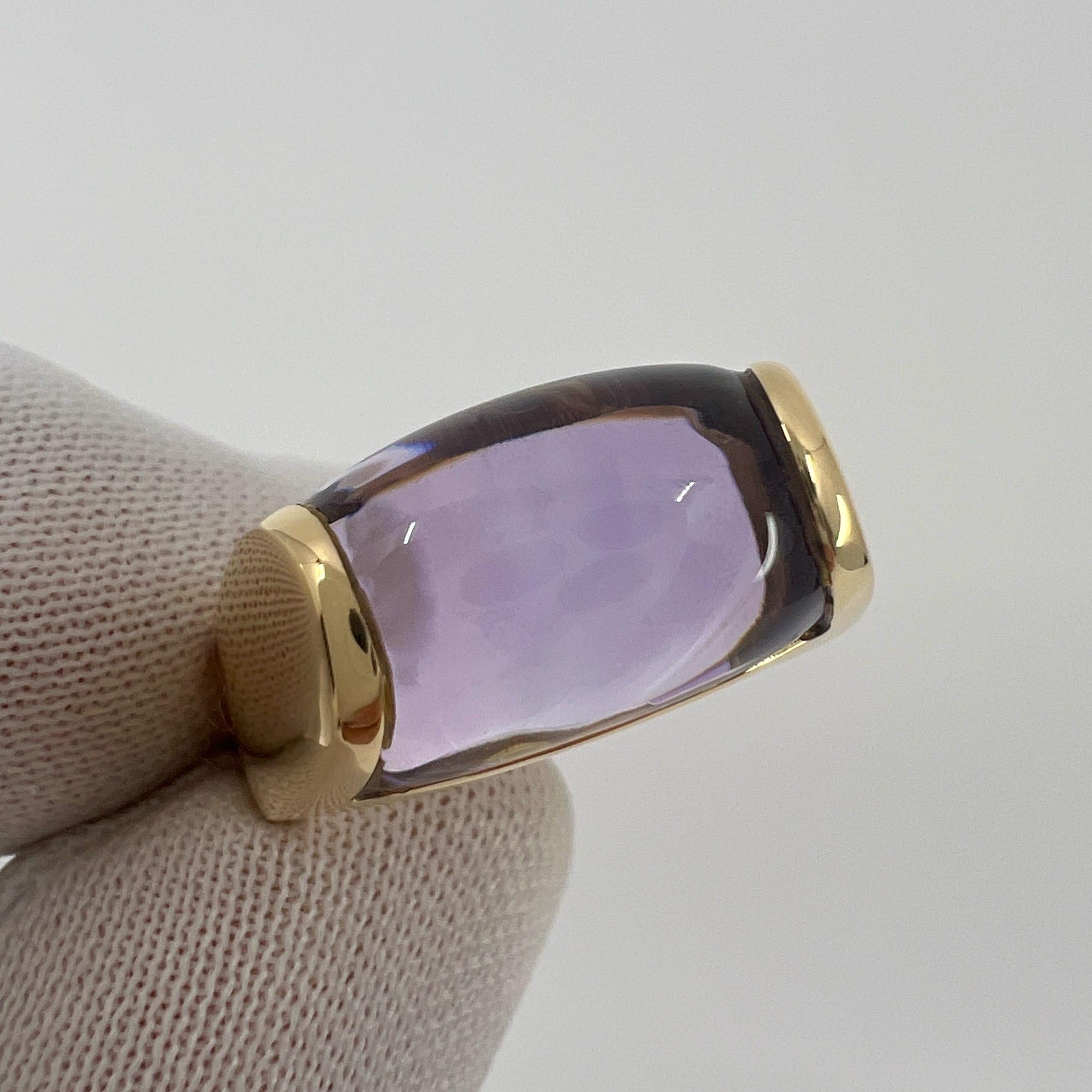 Rare Bvlgari Bulgari Tronchetto 18k Yellow Gold Purple Amethyst Ring ...