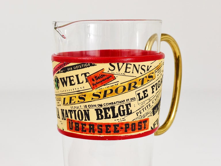 Rare Carl Auböck Martini Newspaper Glass Pitcher, Austria, 1950s For ...