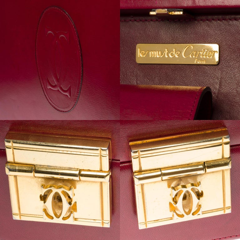 Rare Cartier Attaché Case in burgundy leather and gold hardware at 1stDibs