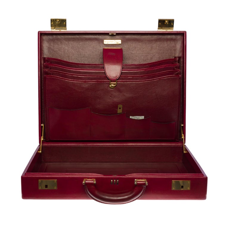 Rare Cartier Attaché Case in burgundy leather and gold hardware at 1stDibs