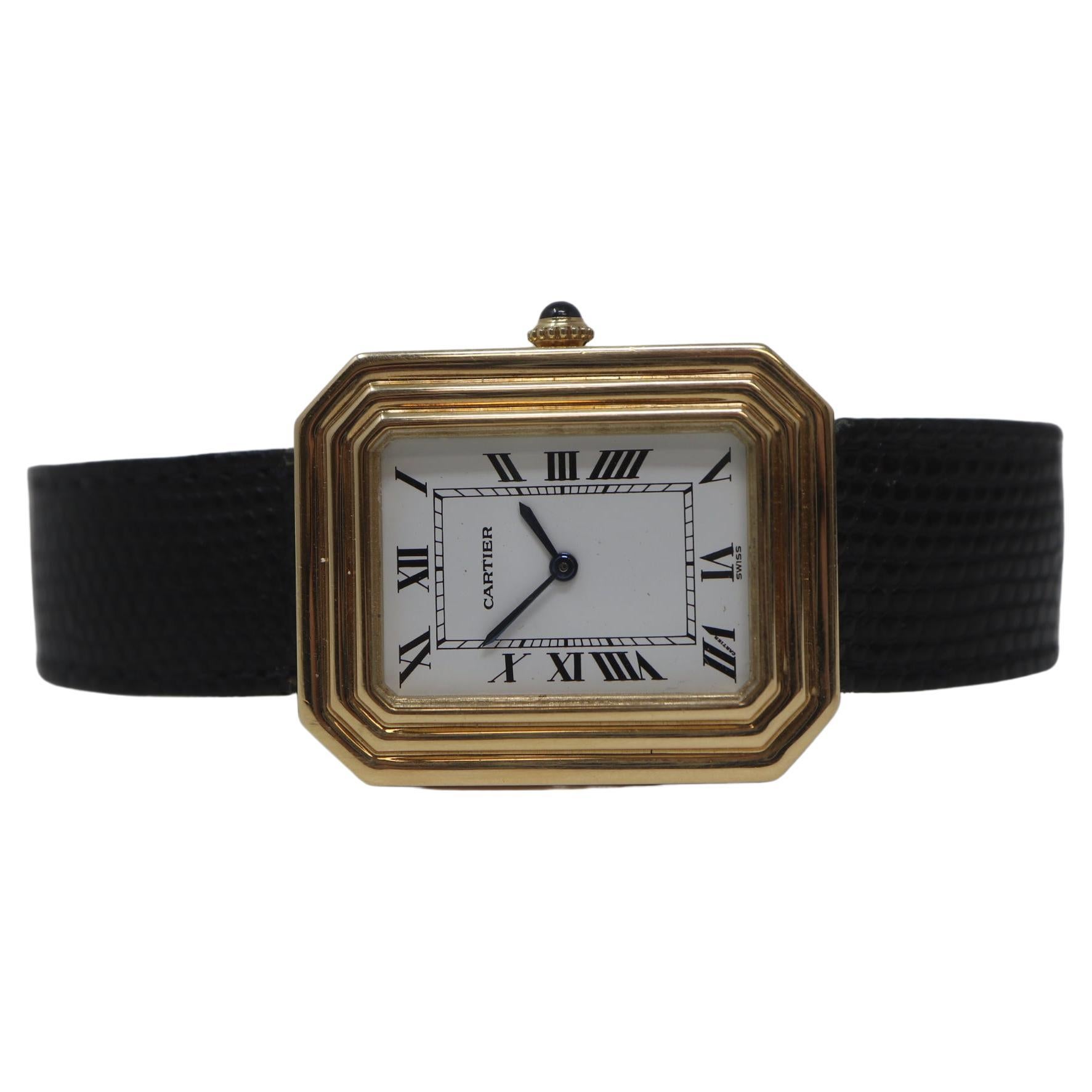 Rare Cartier Jumbo Cartier Cristallor "Stepped Tank" 18K Yellow Gold ...