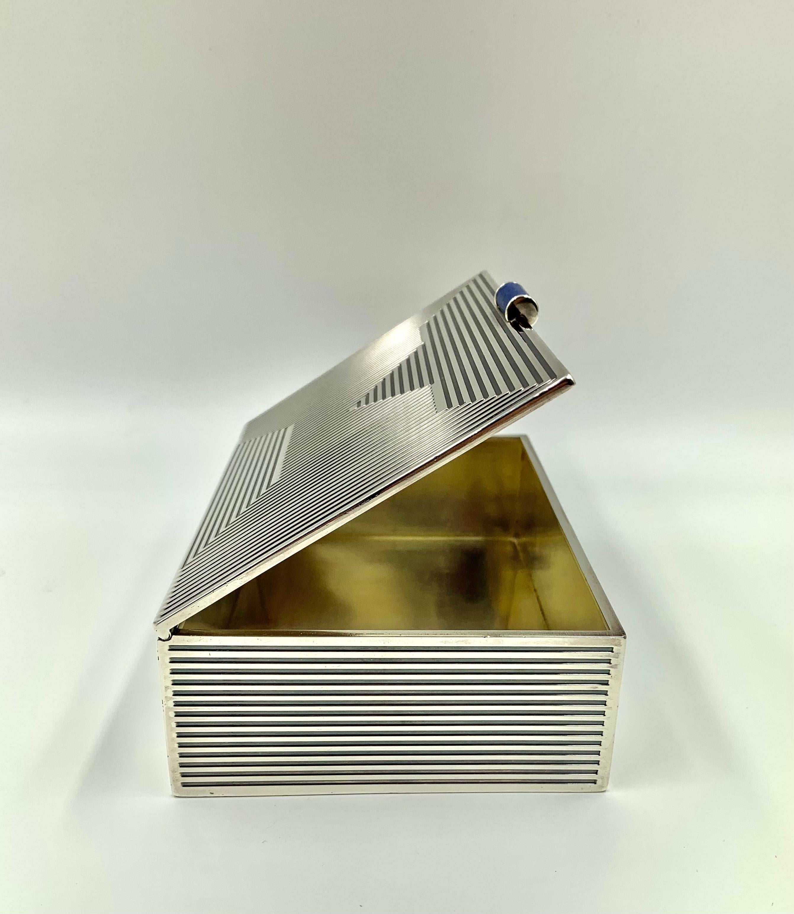 Rare Cartier London Art Deco Sterling Silver Vermeil Lapis Lazuli Cigar ...
