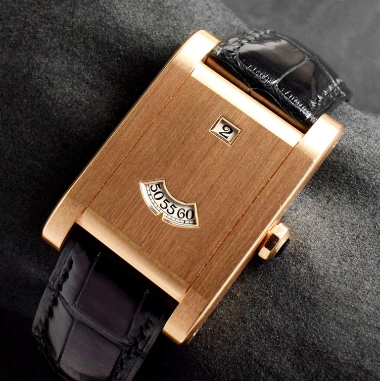 Rare Cartier Tank à Guichets CPCP Rose Gold Jump Hour Limited Edition ...
