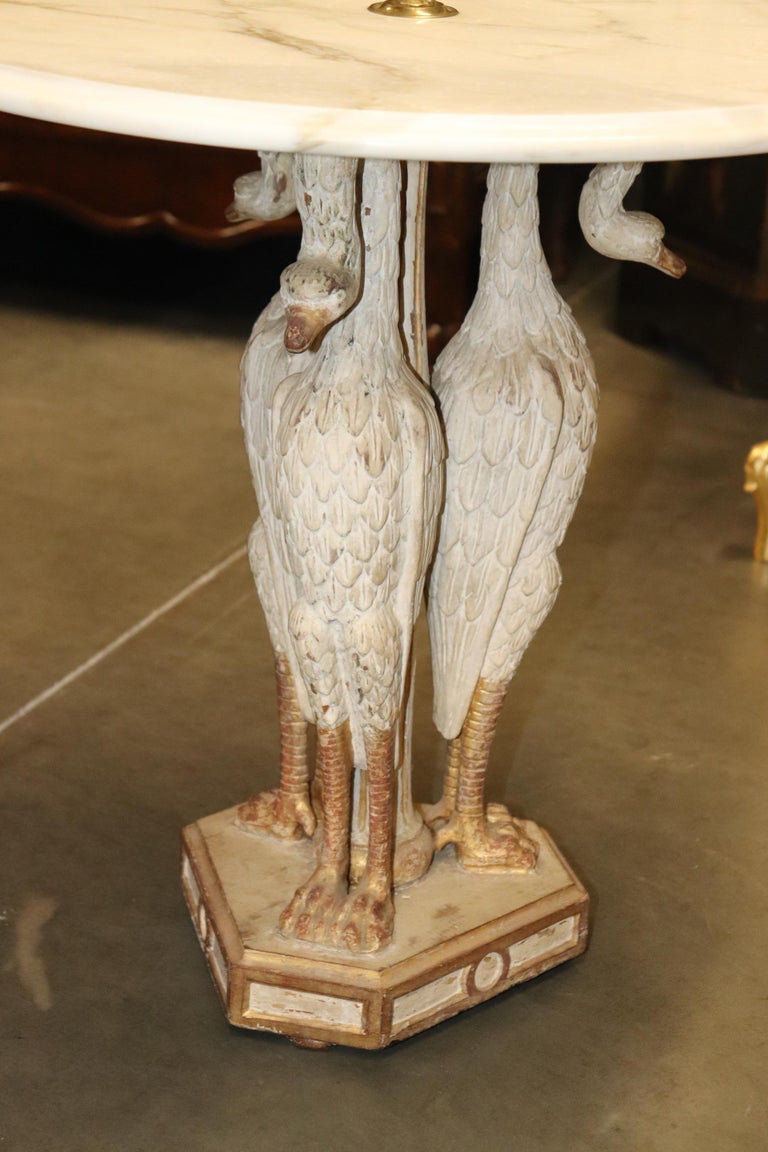 Rare Carved Full Body Swan Table Base with Marble Top Gueridon End ...