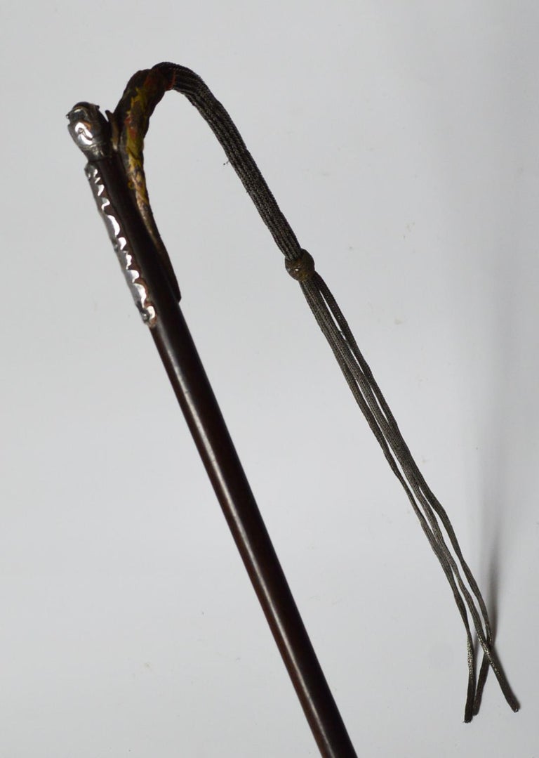 Rare Central Asian Caucasian Equestrian Silver Jeweled Riding Crop Whip ...