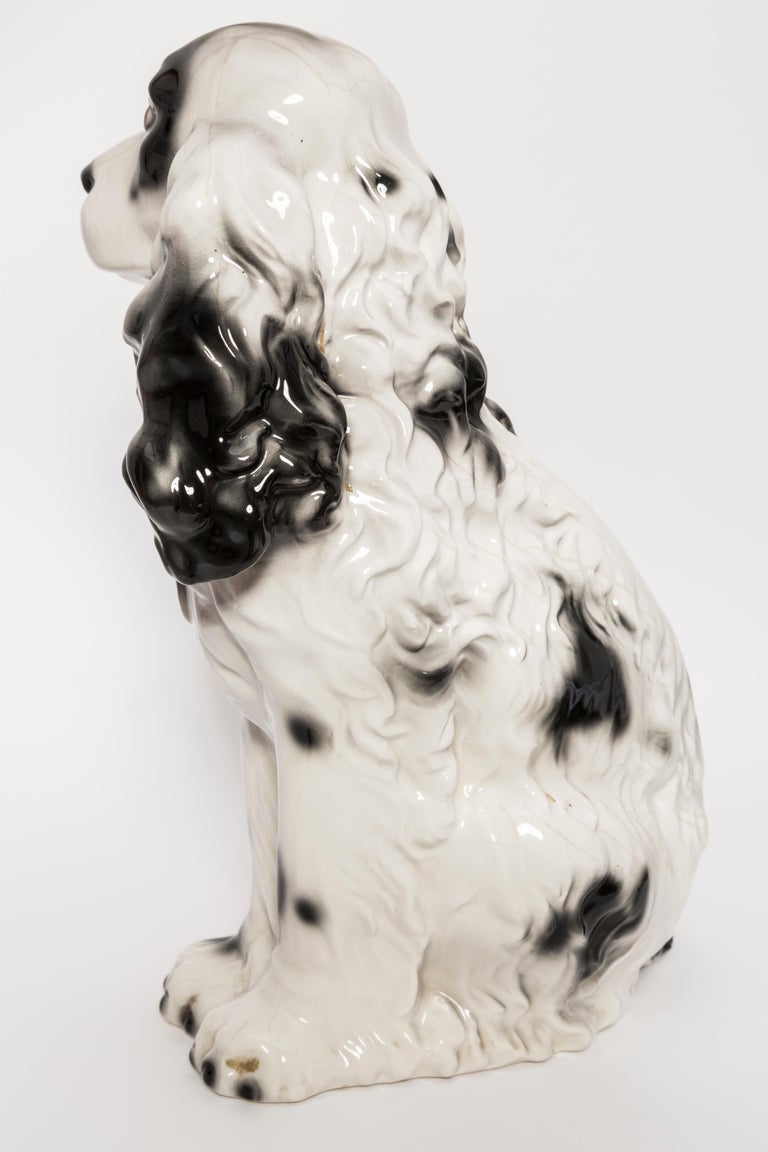 Rare Ceramic Black and White Spaniel Dog Decorative Sculpture, Italy ...