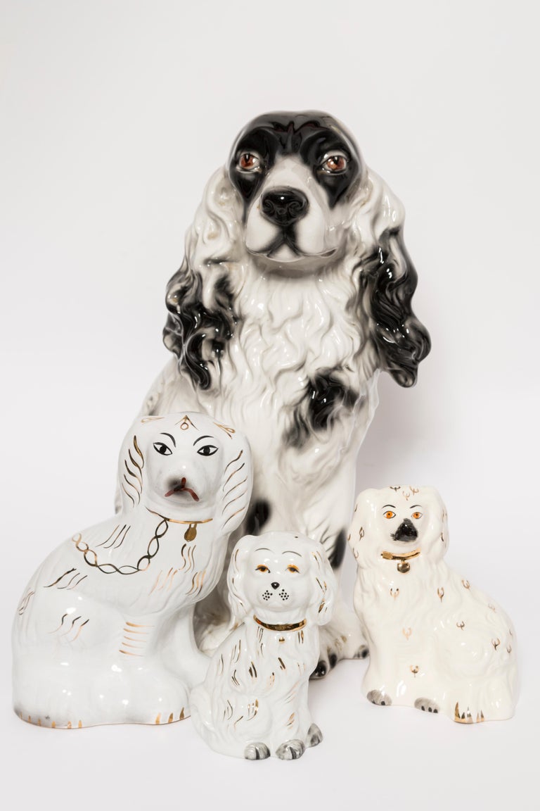 Rare Ceramic Black and White Spaniel Dog Decorative Sculpture, Italy ...