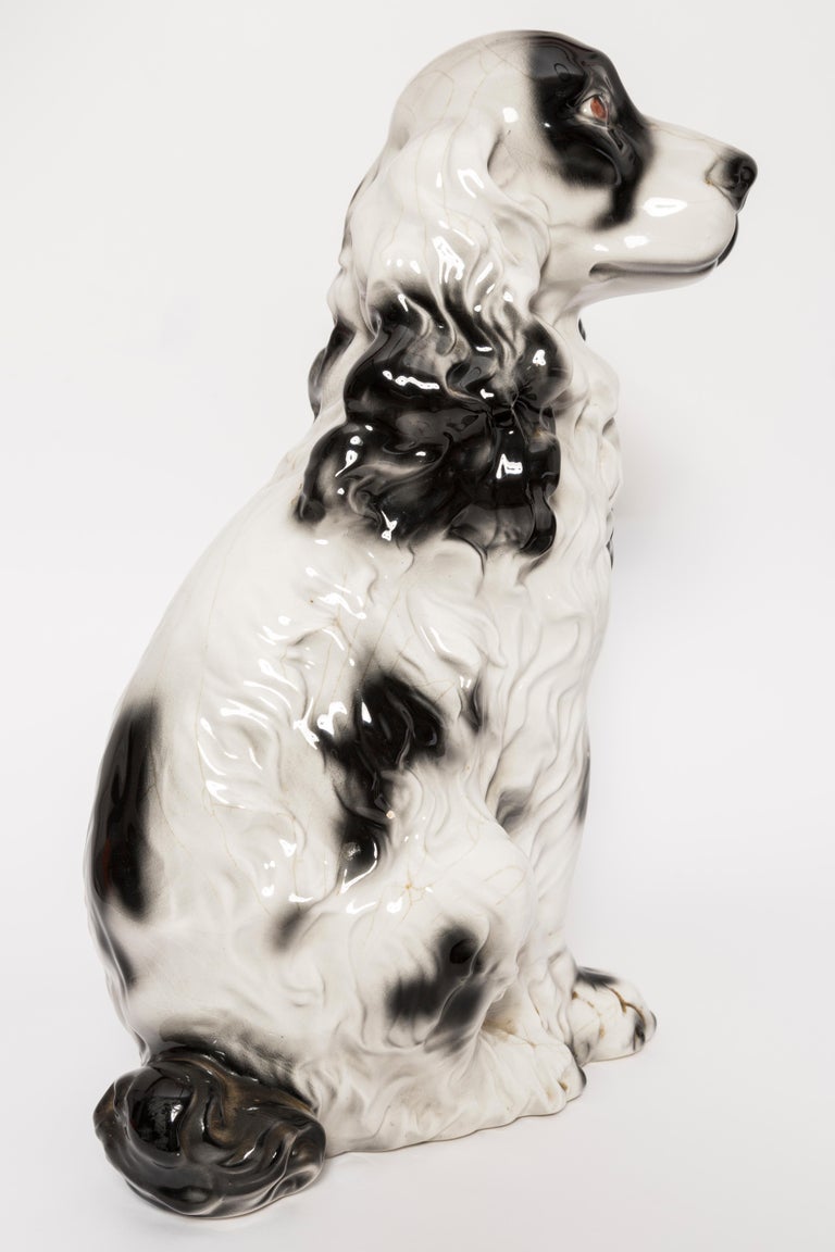 Rare Ceramic Black and White Spaniel Dog Decorative Sculpture, Italy ...