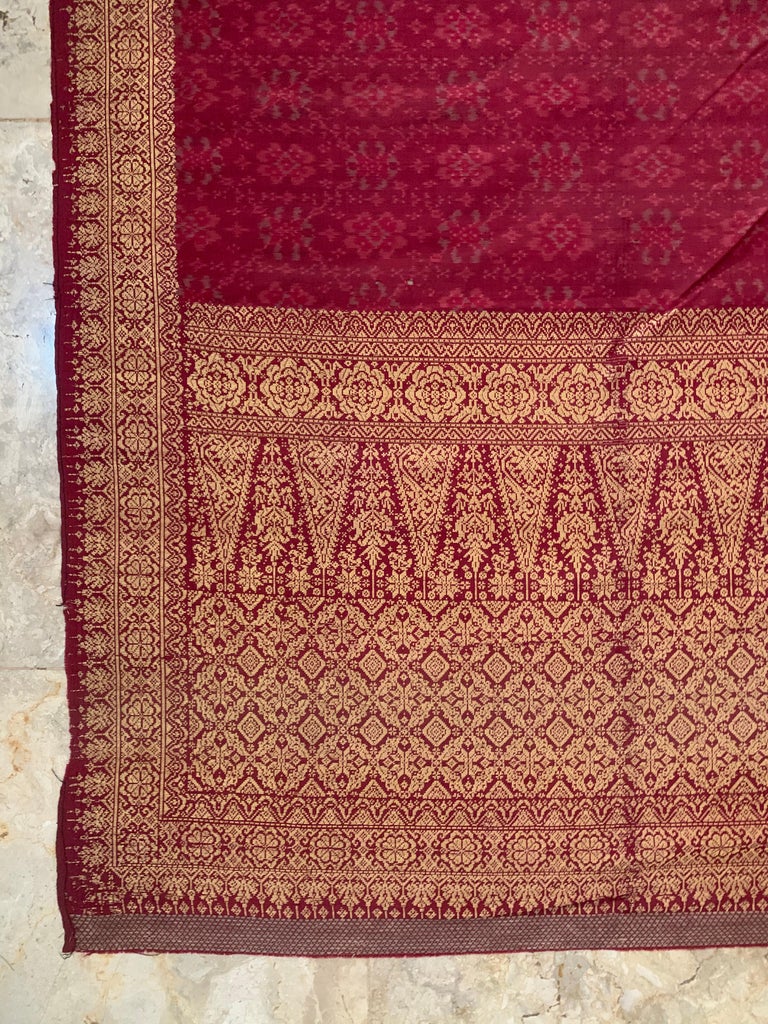 Ceremonial Silk Ikat from Sumatra with Stunning Motifs and Gold Leaf Detail For Sale at 1stDibs