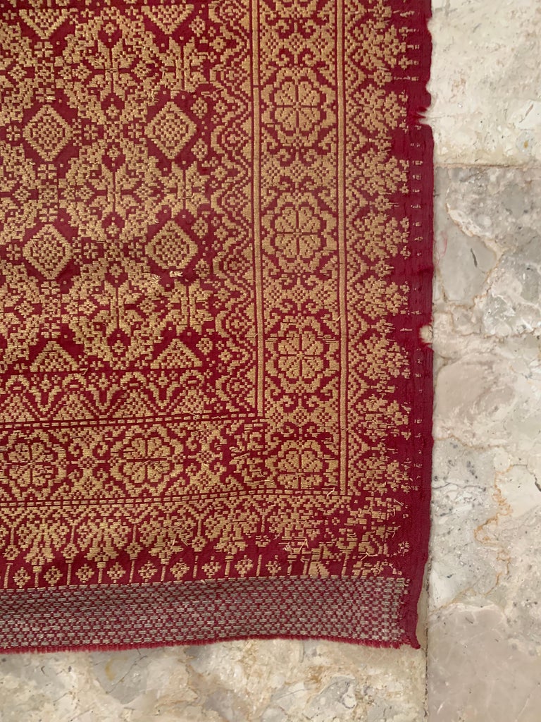 Ceremonial Silk Ikat from Sumatra with Stunning Motifs and Gold Leaf Detail For Sale at 1stDibs