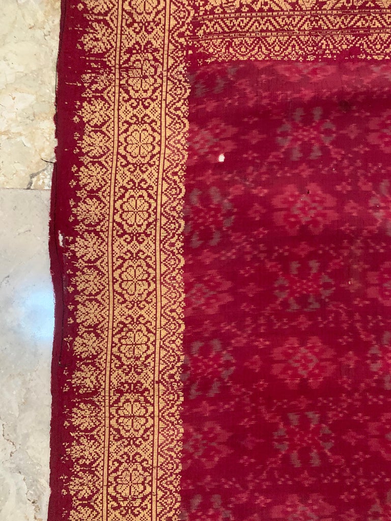 Ceremonial Silk Ikat from Sumatra with Stunning Motifs and Gold Leaf Detail For Sale at 1stDibs