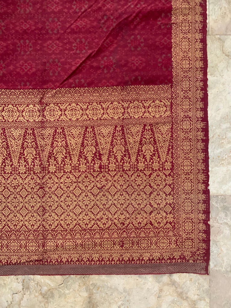 Ceremonial Silk Ikat from Sumatra with Stunning Motifs and Gold Leaf Detail For Sale at 1stDibs