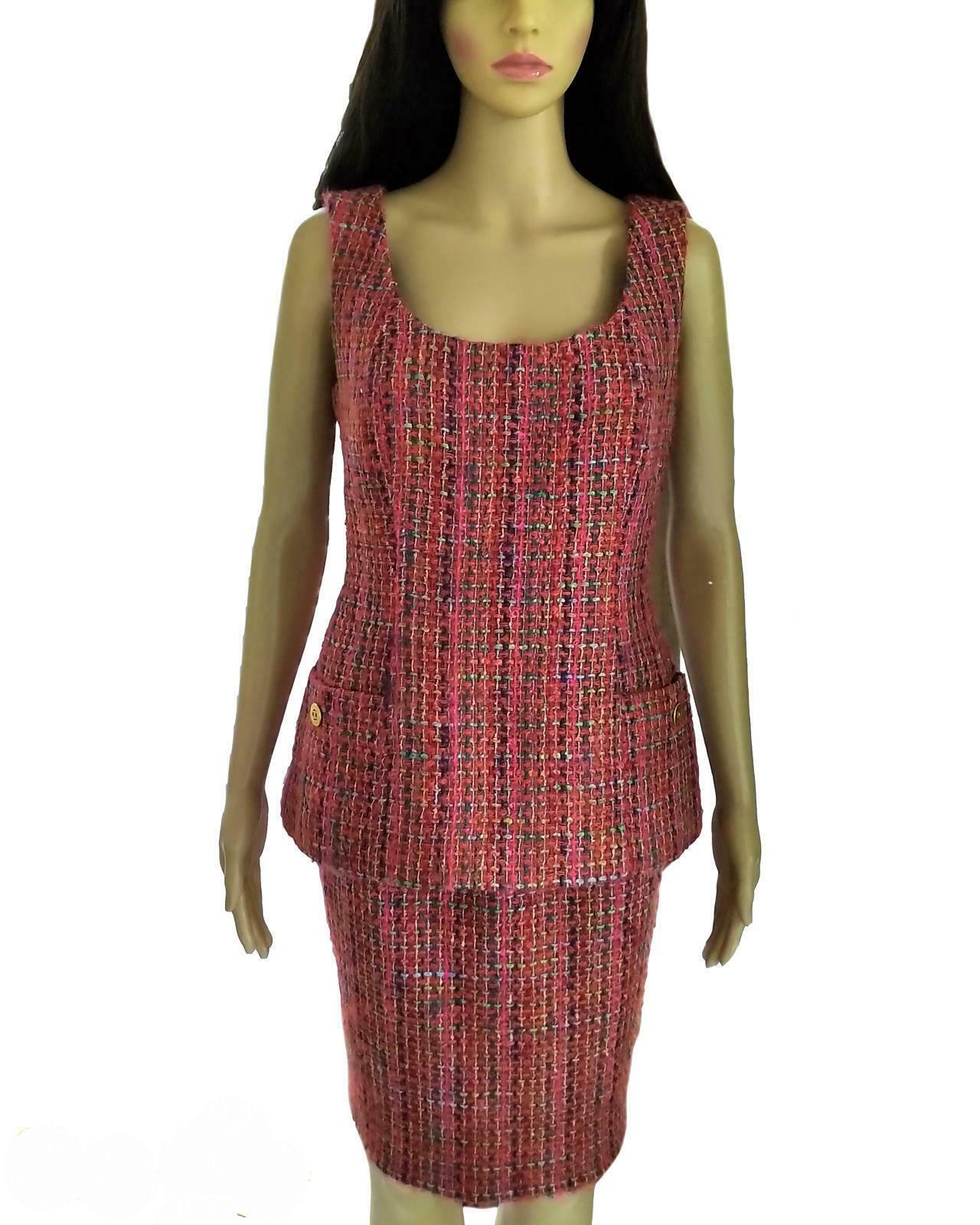 Rare Chanel 1994 94A Runway Multicolor Fantasy Tweed Top Skirt Suit FR 40/ US 8 For Sale at 1stDibs