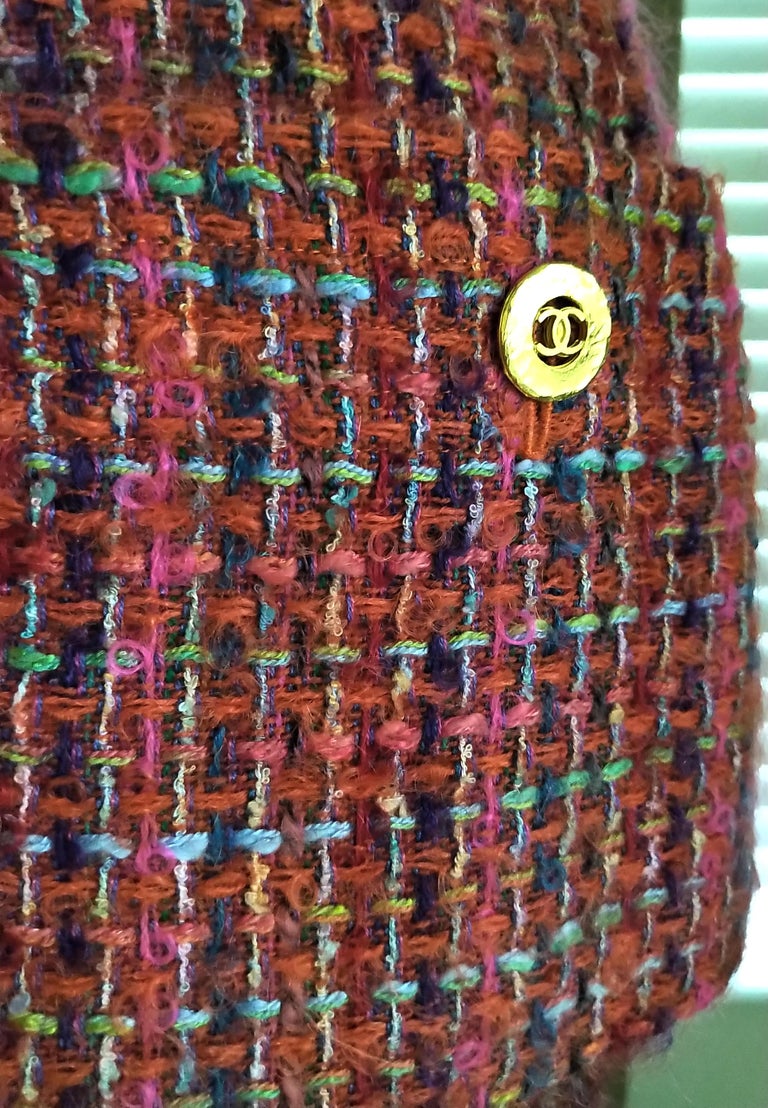 Rare Chanel 1994 94A Runway Multicolor Fantasy Tweed Top Skirt Suit FR 40/ US 8 For Sale at 1stDibs