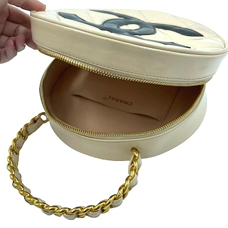 Rare Chanel 90's Round Beige Handbag For Sale at 1stDibs