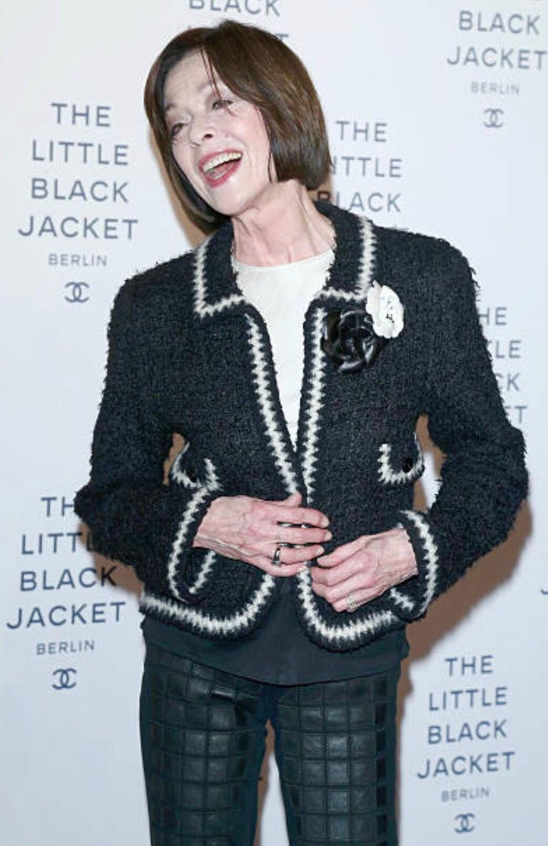 Rare Chanel Boucle Signature Monochrome Maxi Skirt Suit with CC Logo ...