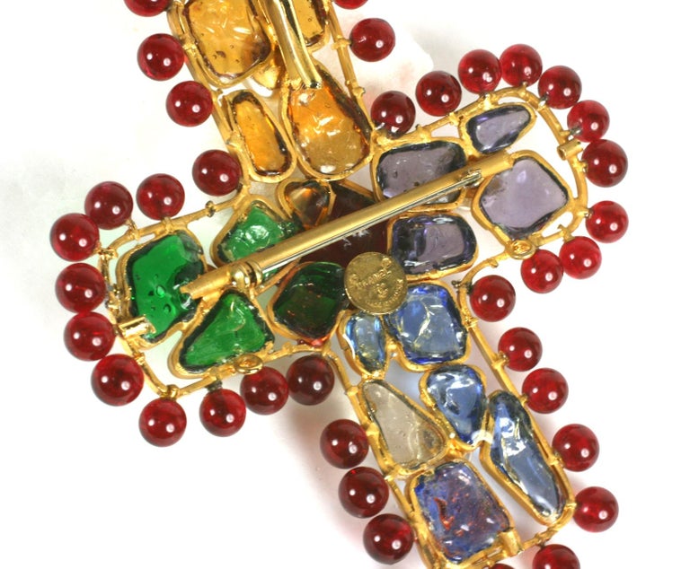 Rare Chanel Byzantine Cross with Ruby Bead Surround at 1stDibs