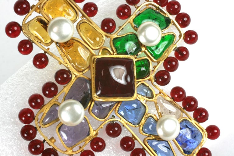Rare Chanel Byzantine Cross with Ruby Bead Surround at 1stDibs