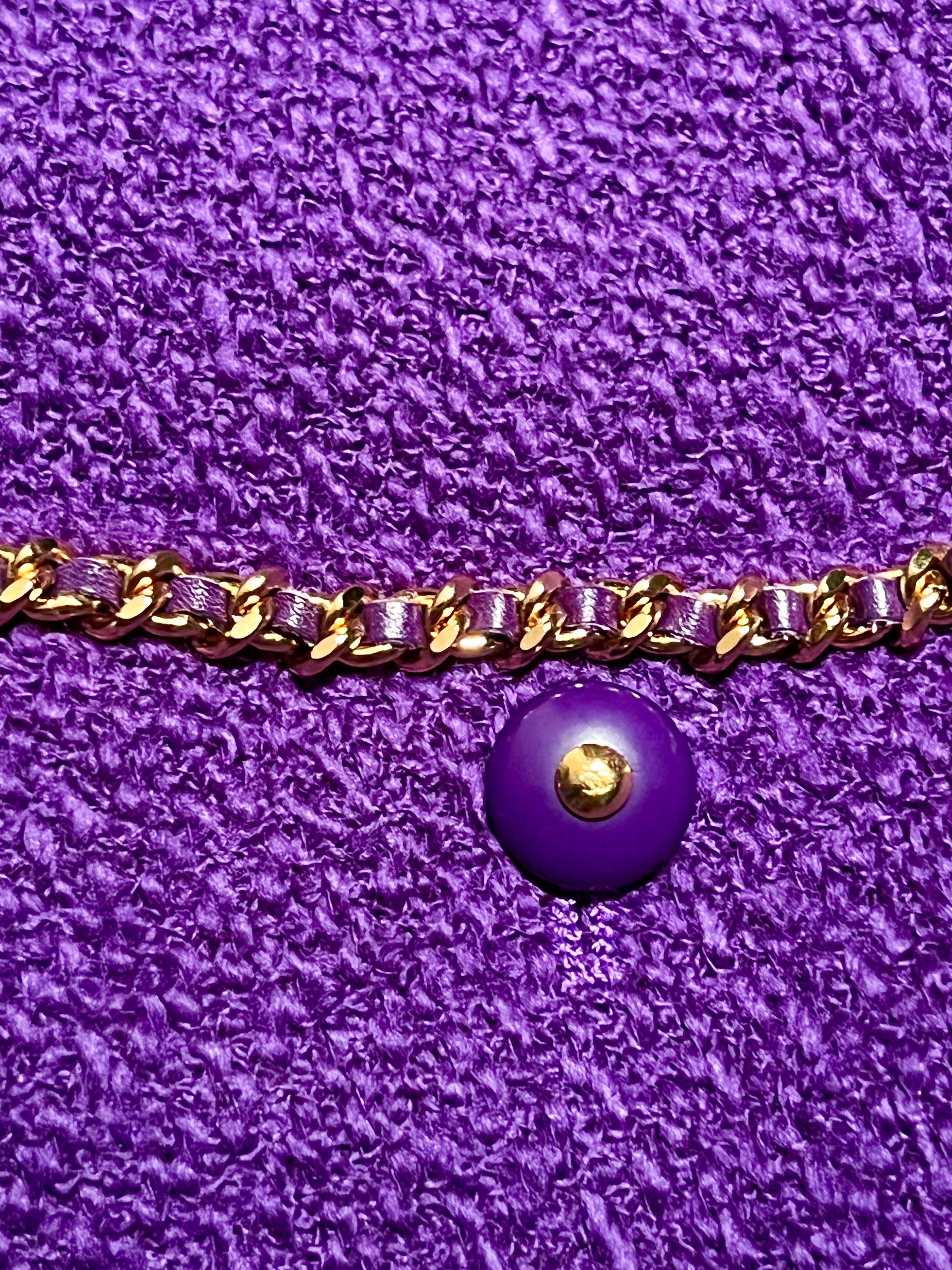 Rare CHANEL Fitted Purple Lesage Tweed Jacket with Chain Trimmings For ...